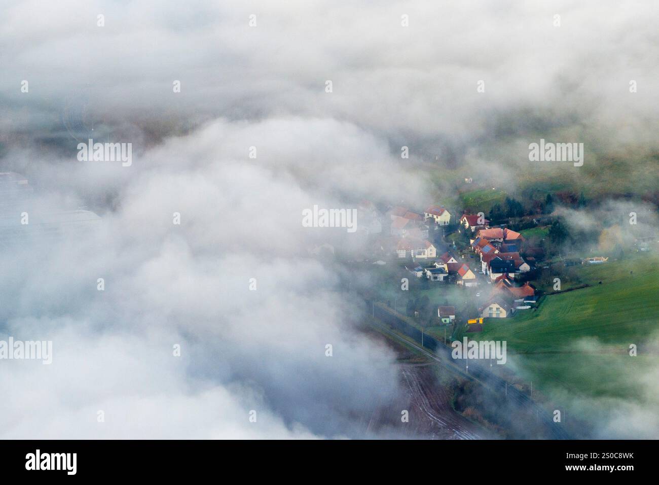 27 December 2024, Thuringia, Eichsfeld: The small town of Marth can be ...