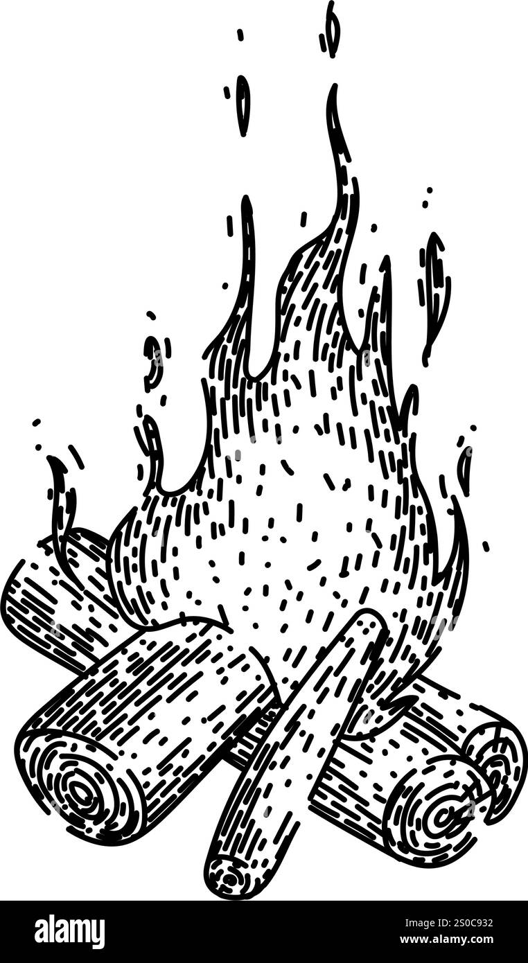 firewood campfire sketch hand drawn vector Stock Vector Image & Art - Alamy