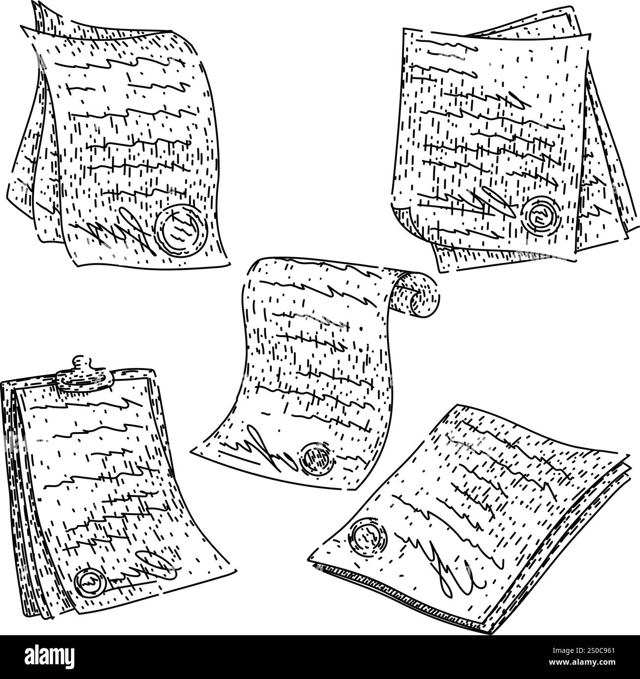 contract set sketch hand drawn vector Stock Vector Image & Art - Alamy