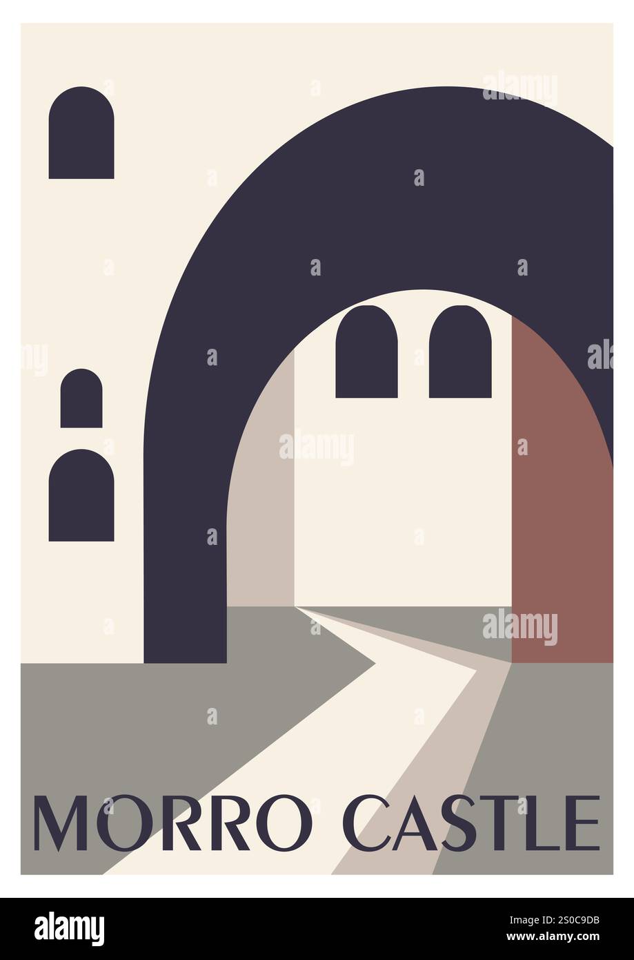 Cuba travel poster. Morro Castle flat vector illustration. Historical ...