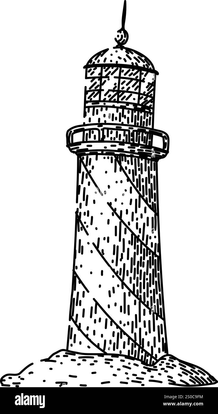 navigation lighthouse sketch hand drawn vector Stock Vector Image & Art ...