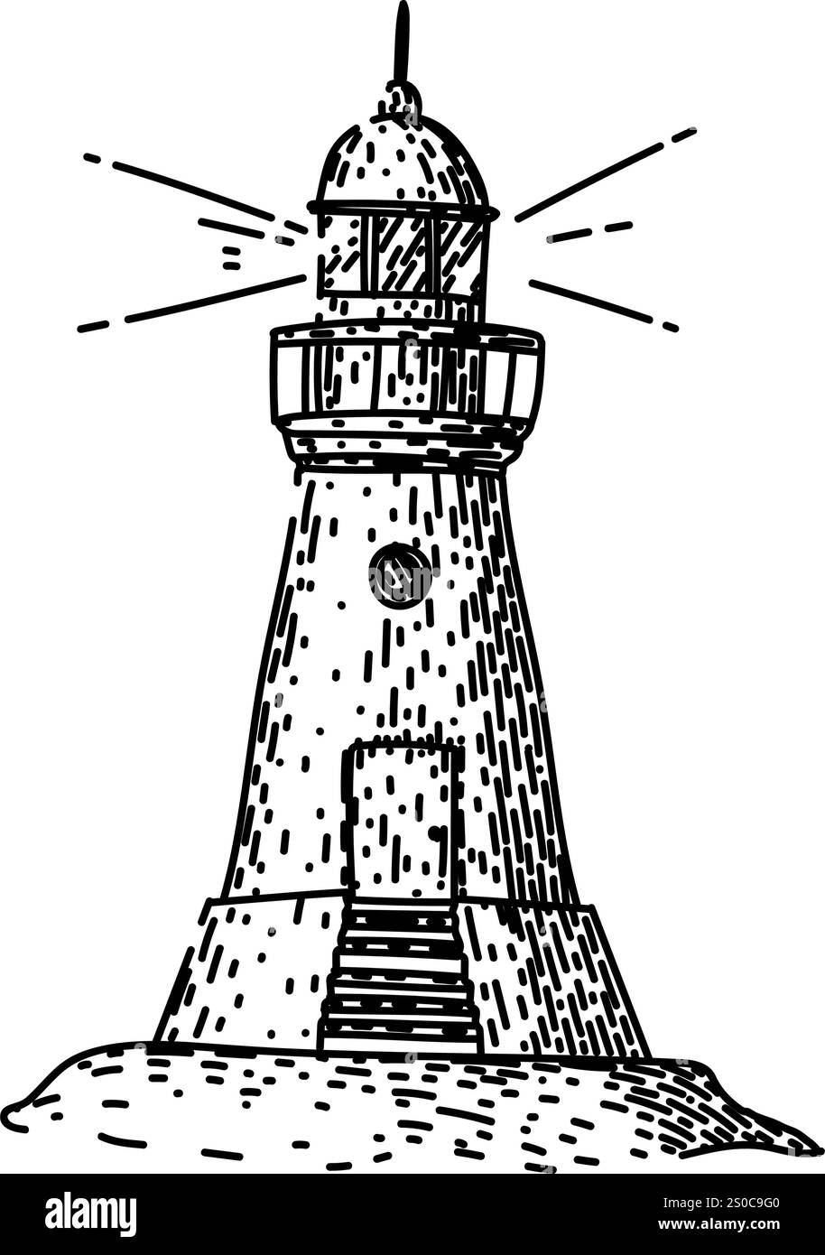 maritime lighthouse sketch hand drawn vector Stock Vector Image & Art ...