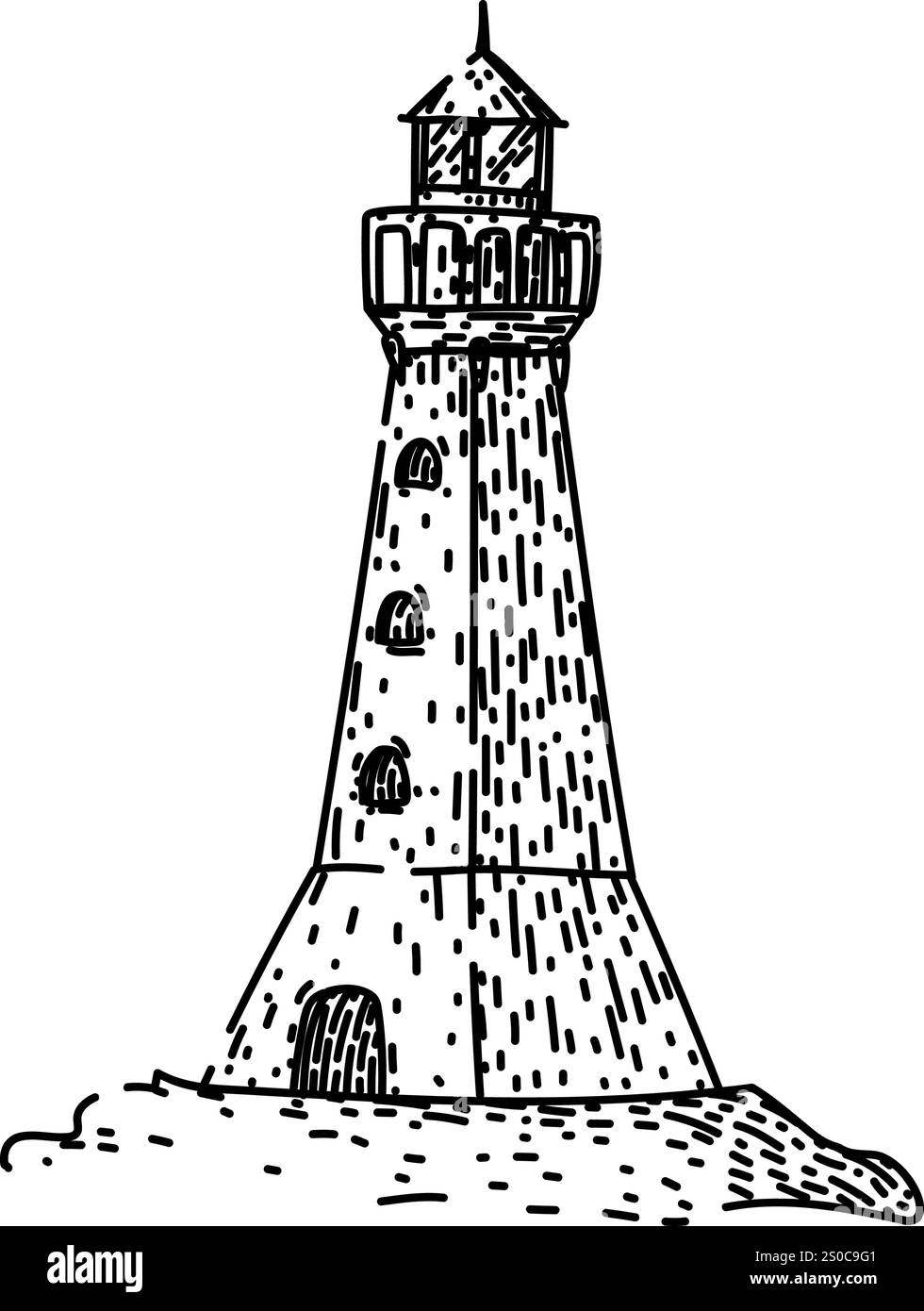 coastal lighthouse sketch hand drawn vector Stock Vector Image & Art ...