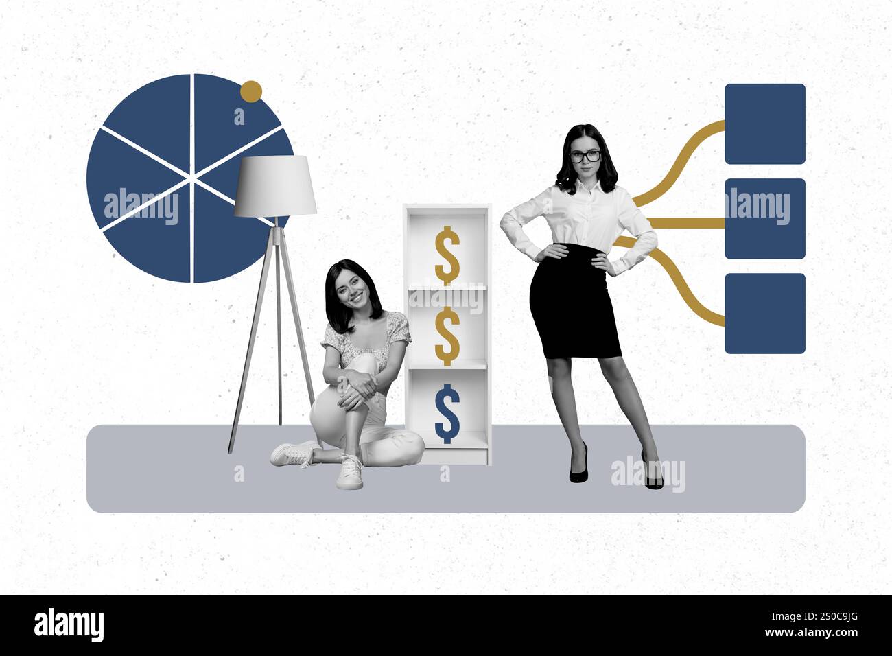 Composite trend artwork sketch image photo collage of team coworking ...