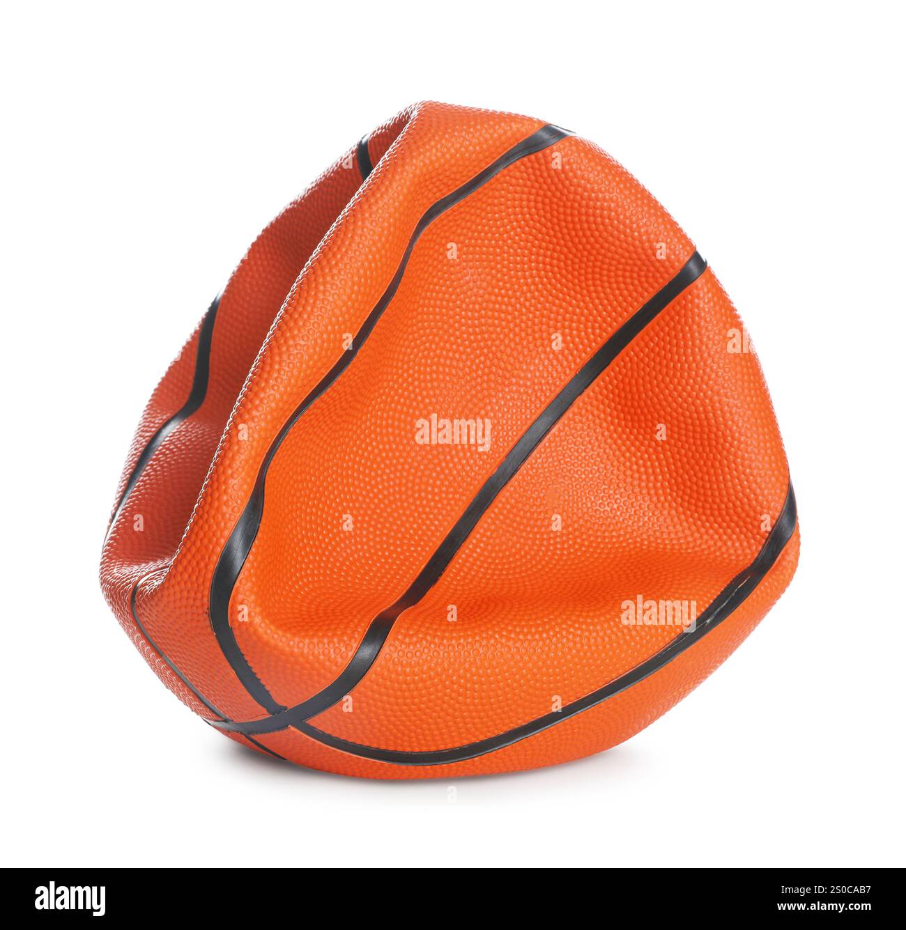 One deflated basketball ball isolated on white Stock Photo - Alamy