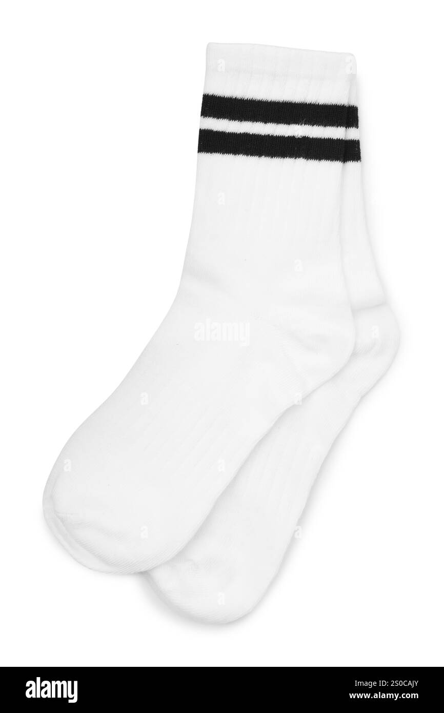 Pair of soft socks isolated on white, top view Stock Photo - Alamy
