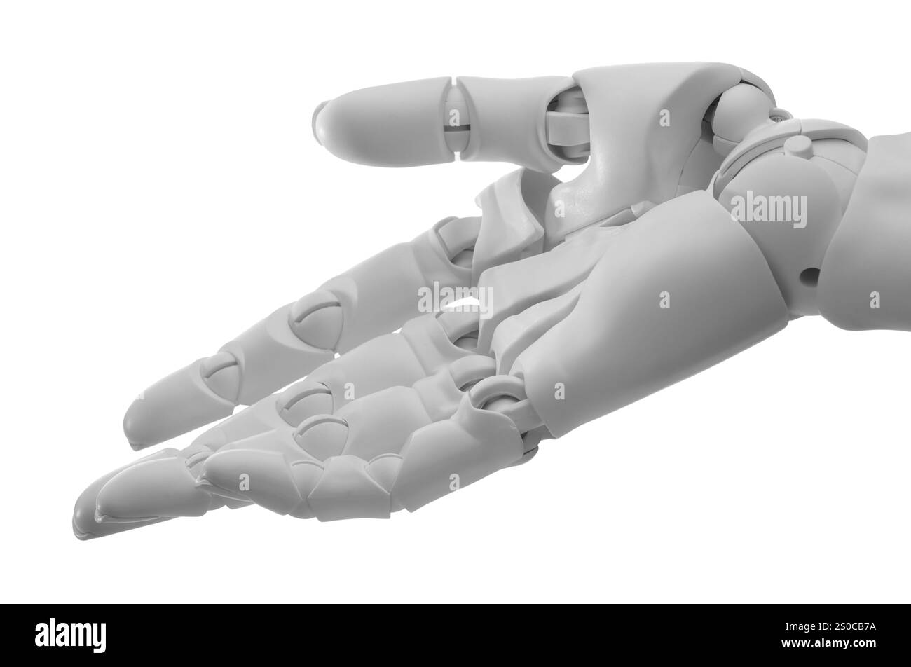 Artificial intelligence. Robot hand gesturing on white background Stock ...