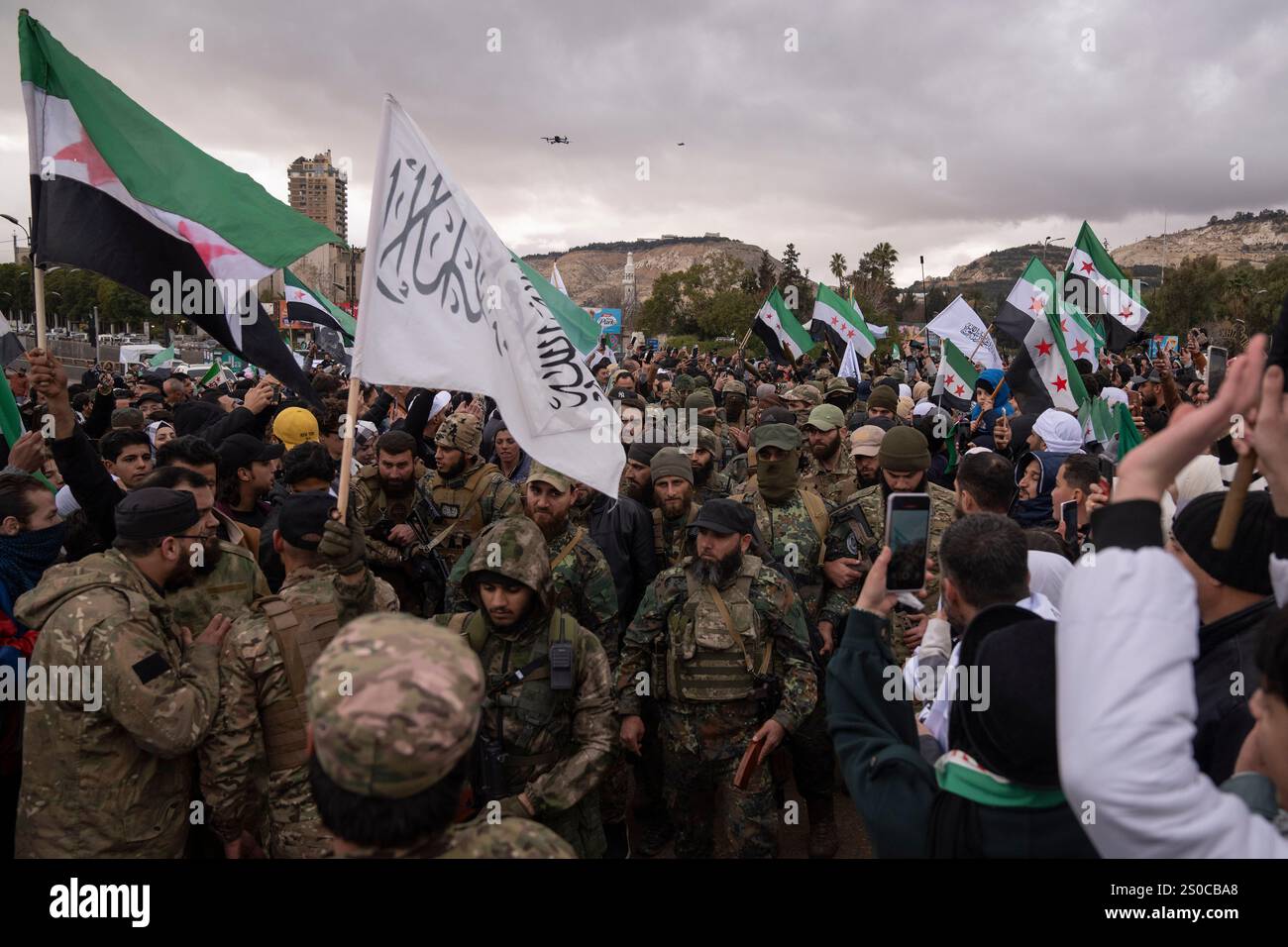 Members of the new armed forces, former rebels who overthrew Bashar ...