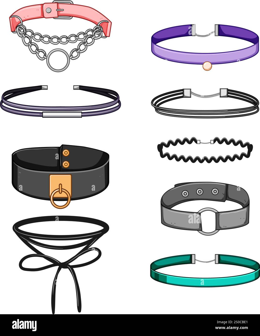 chokers for women set cartoon. necklace style, elegant vintage, boho ...