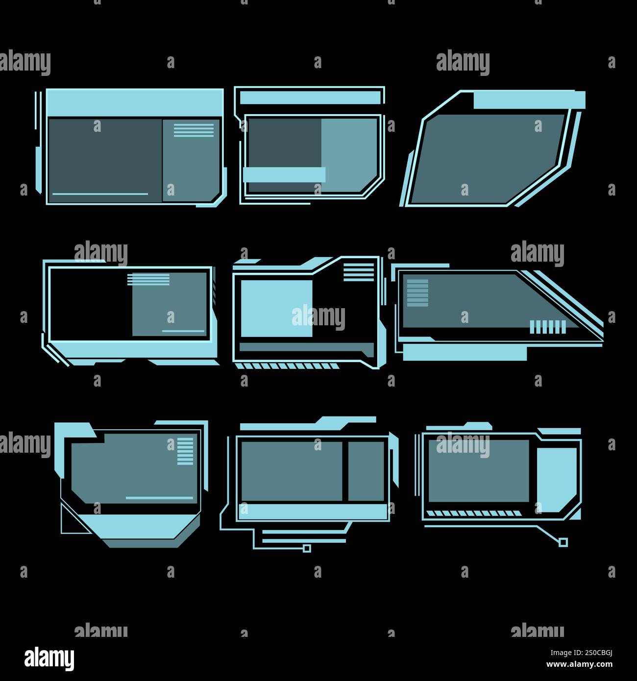 hud callout shapes set cartoon. circle square, hexagon triangle ...