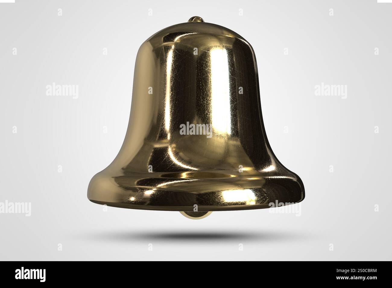 Shiny gold bell on a plain background. 3d illustration Stock Photo - Alamy