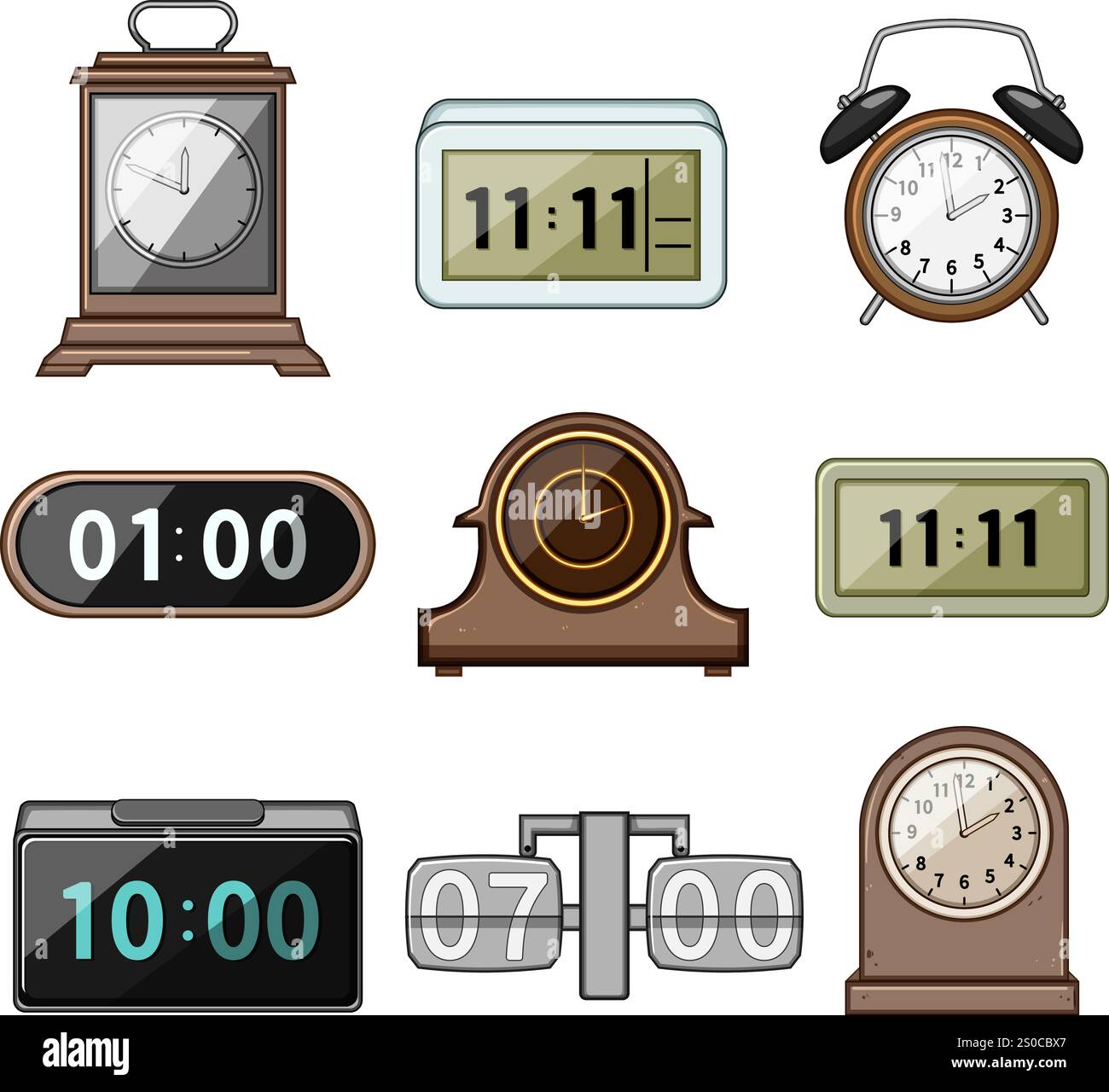 travel alarm clock set cartoon. digital analog, lightweight battery ...