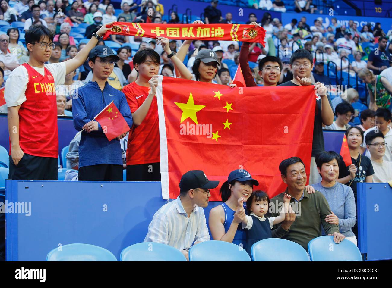 Perth, Australia. 27th Dec, 2024. Spectators cheer for Team China in ...