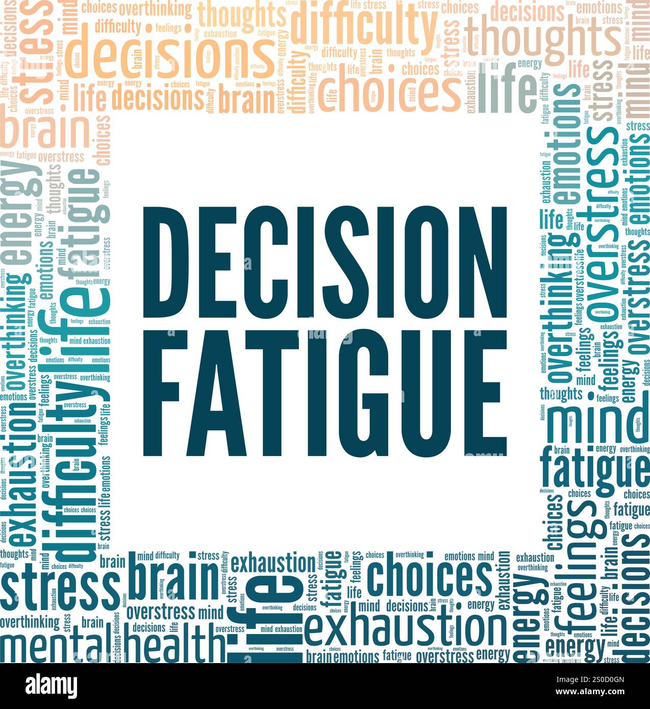 Decision Fatigue word cloud conceptual design isolated on white ...