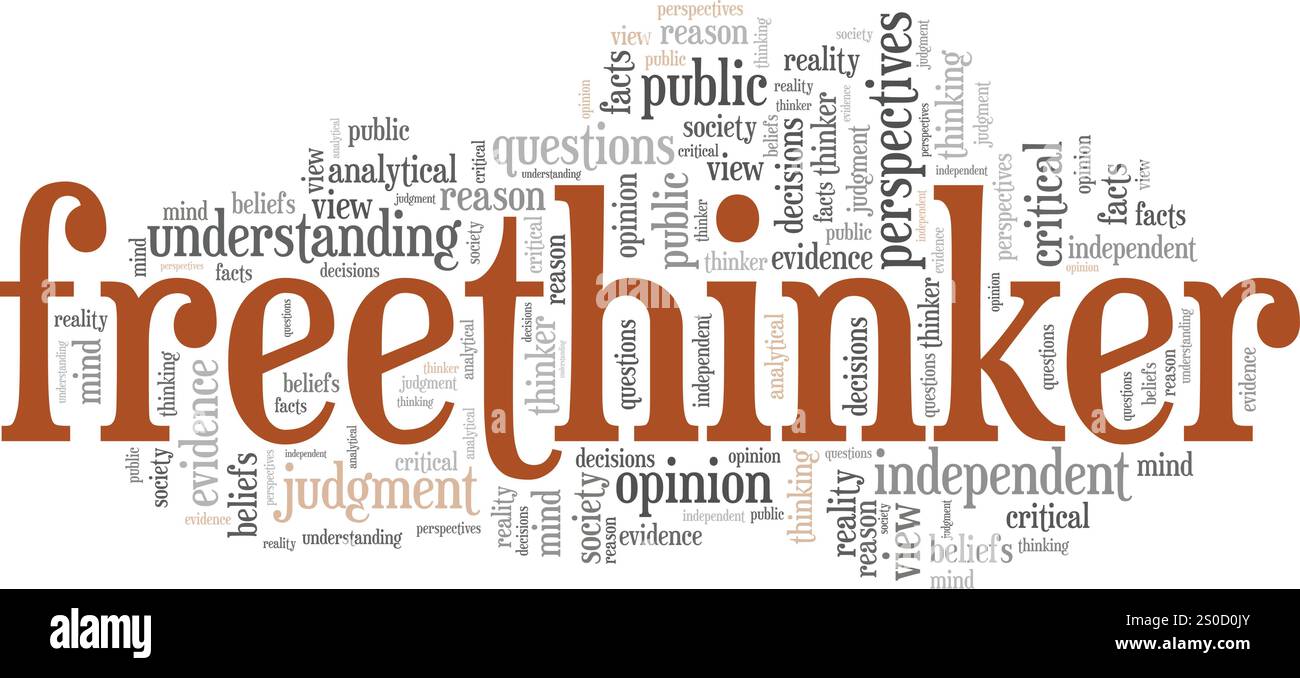Freethinker word cloud conceptual design isolated on white background ...