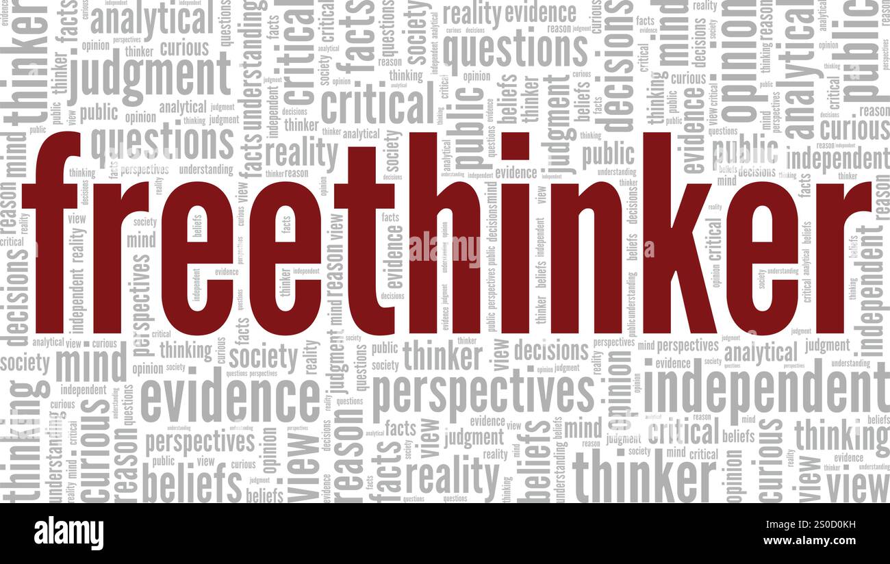Freethinker word cloud conceptual design isolated on white background ...