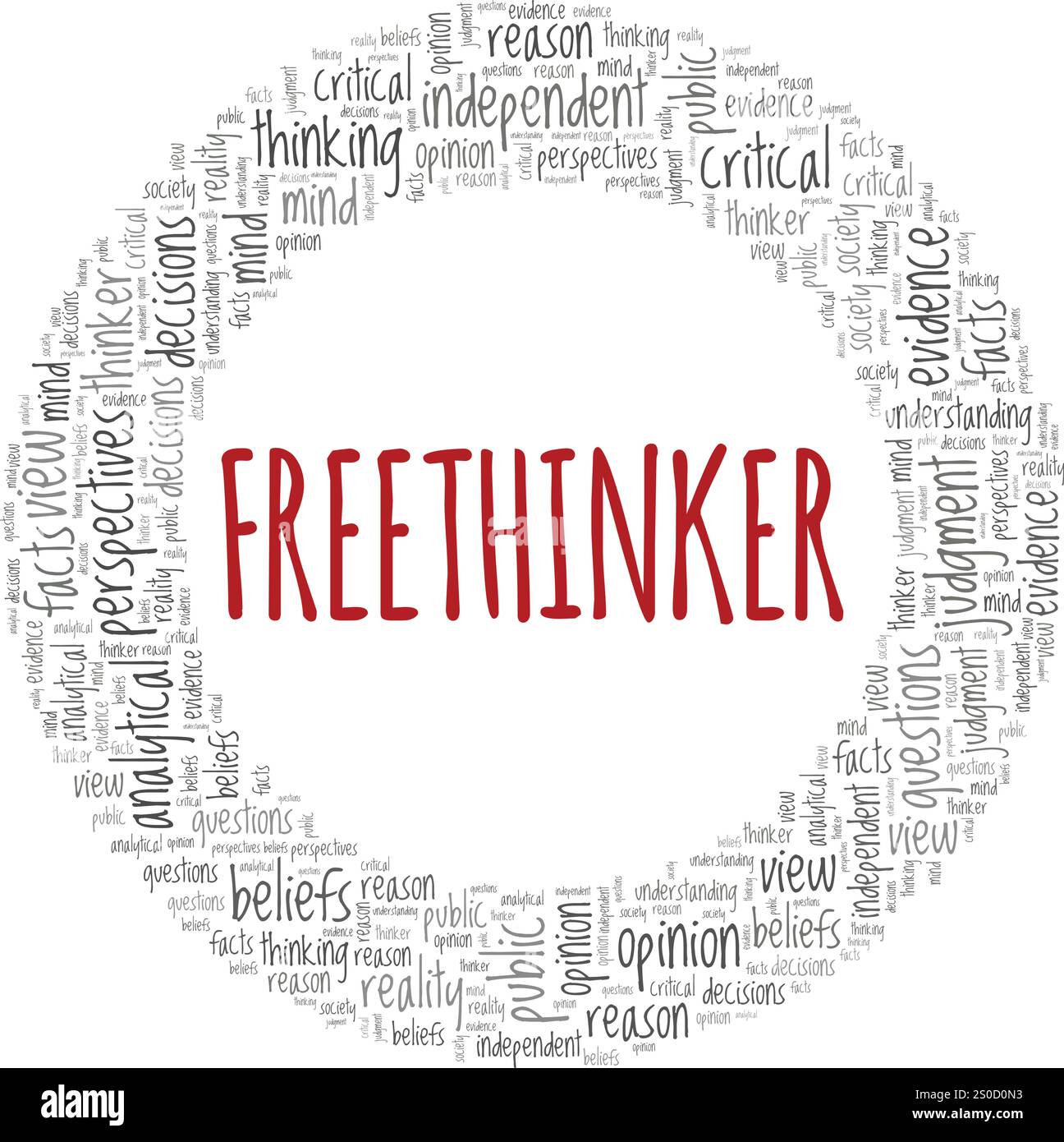 Freethinker word cloud conceptual design isolated on white background ...