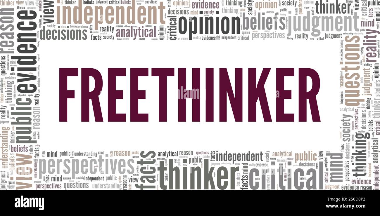 Freethinker word cloud conceptual design isolated on white background ...