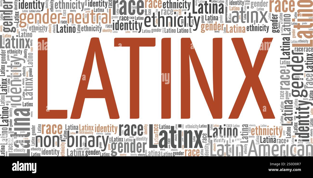 Latinx word cloud conceptual design isolated on white background Stock ...