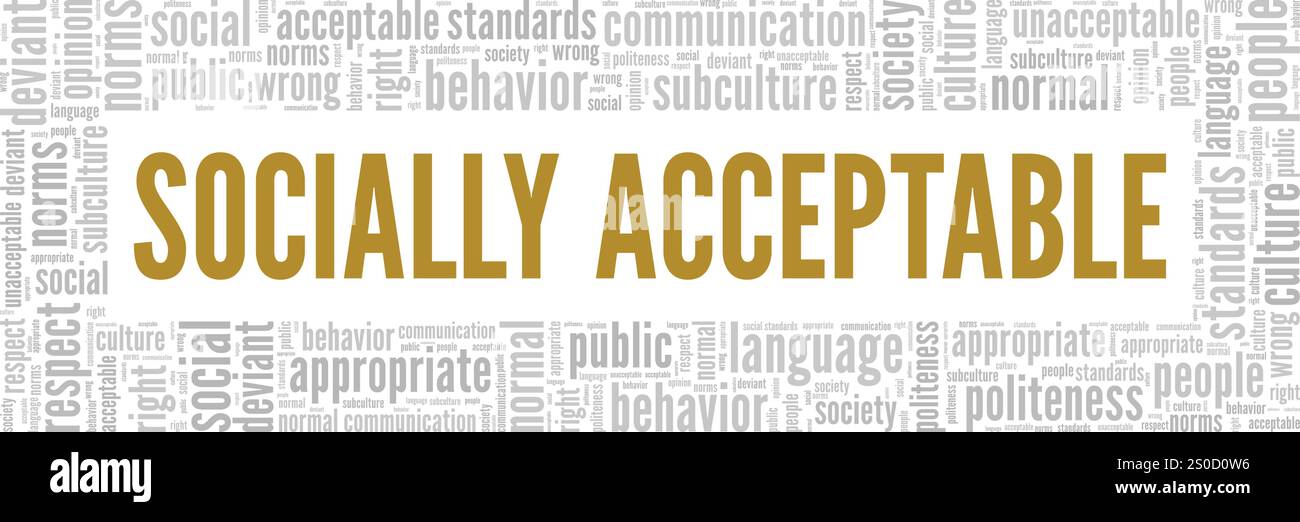 Socially Acceptable word cloud conceptual design isolated on white ...