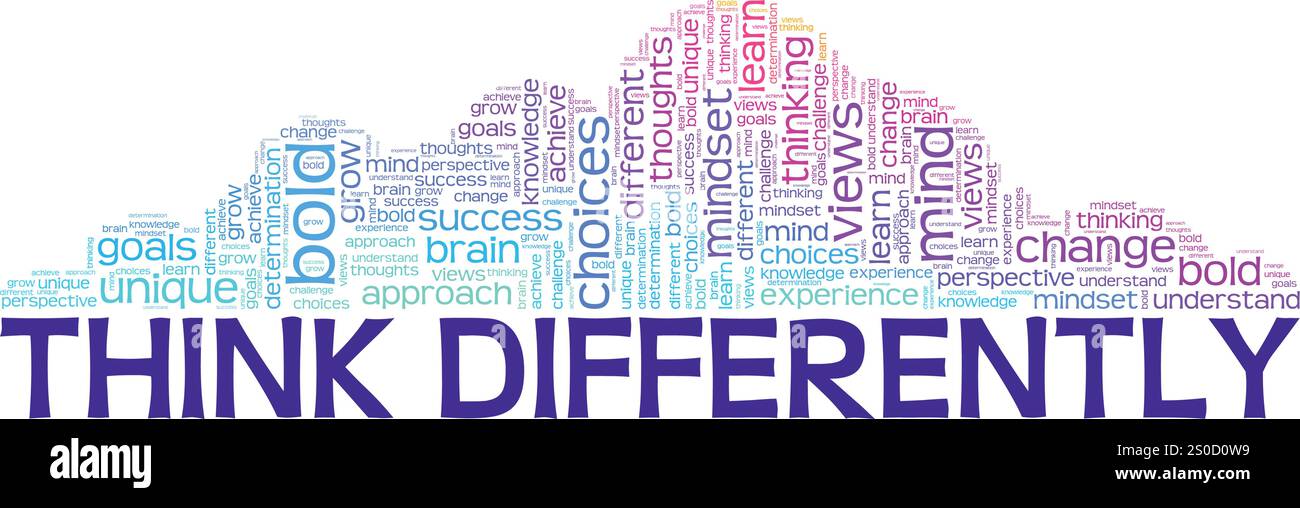 Think Differently word cloud conceptual design isolated on white ...