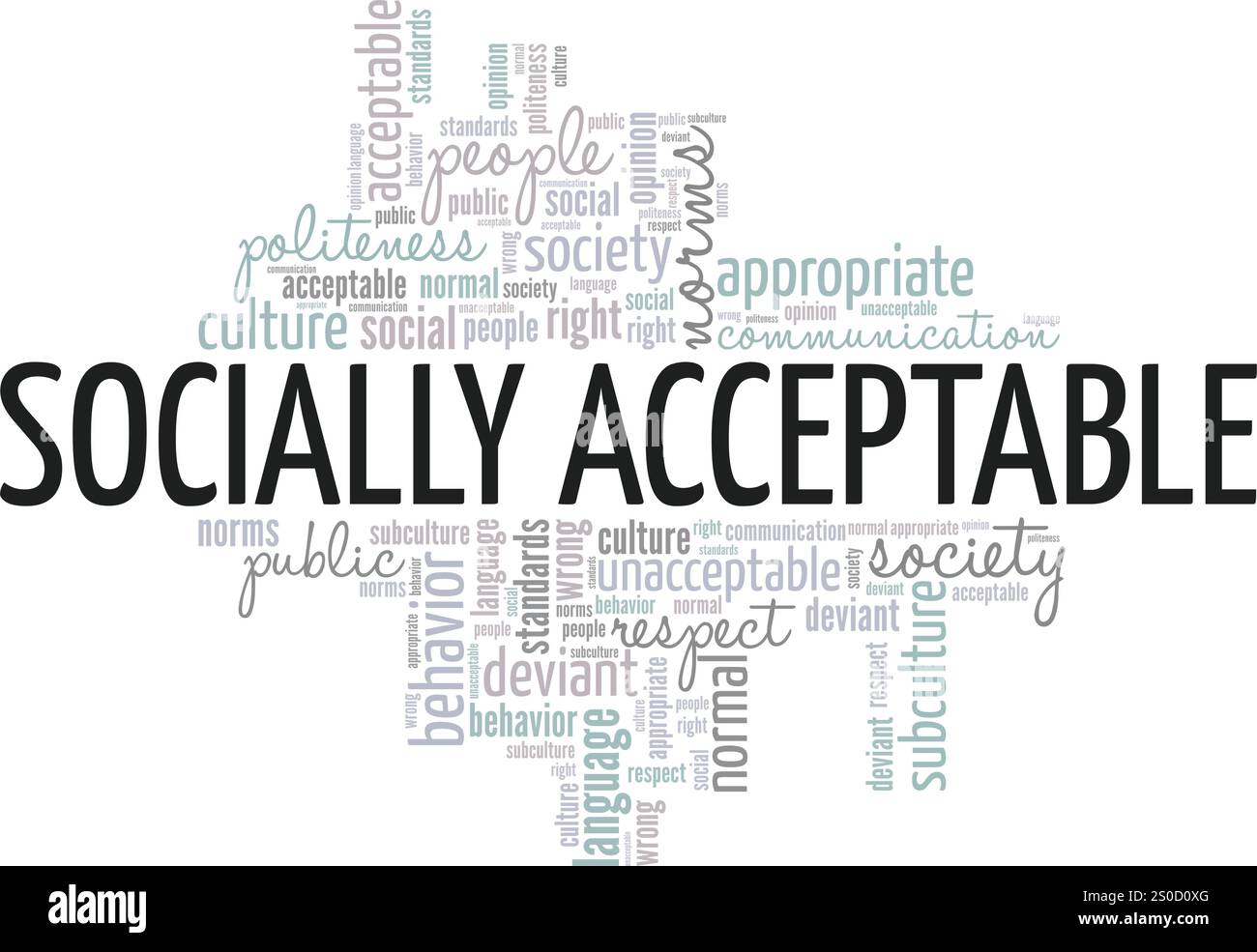 Socially Acceptable word cloud conceptual design isolated on white ...