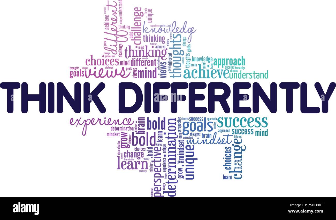 Think Differently word cloud conceptual design isolated on white ...