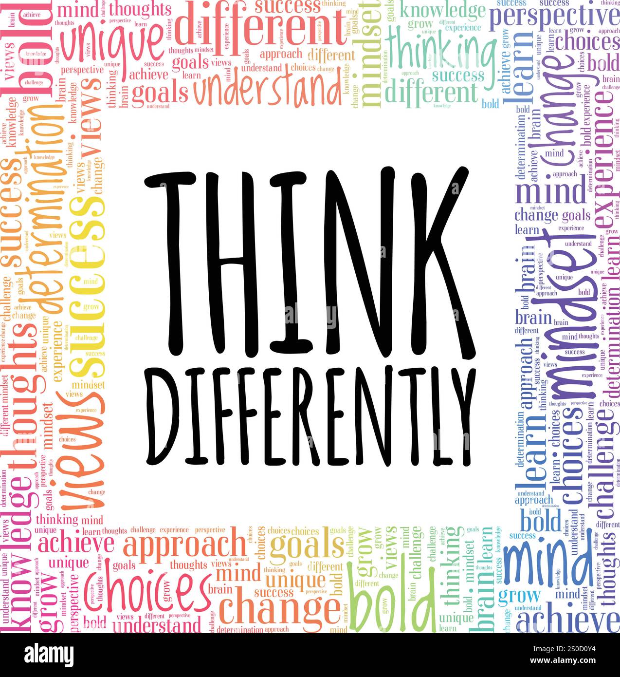 Think Differently word cloud conceptual design isolated on white ...