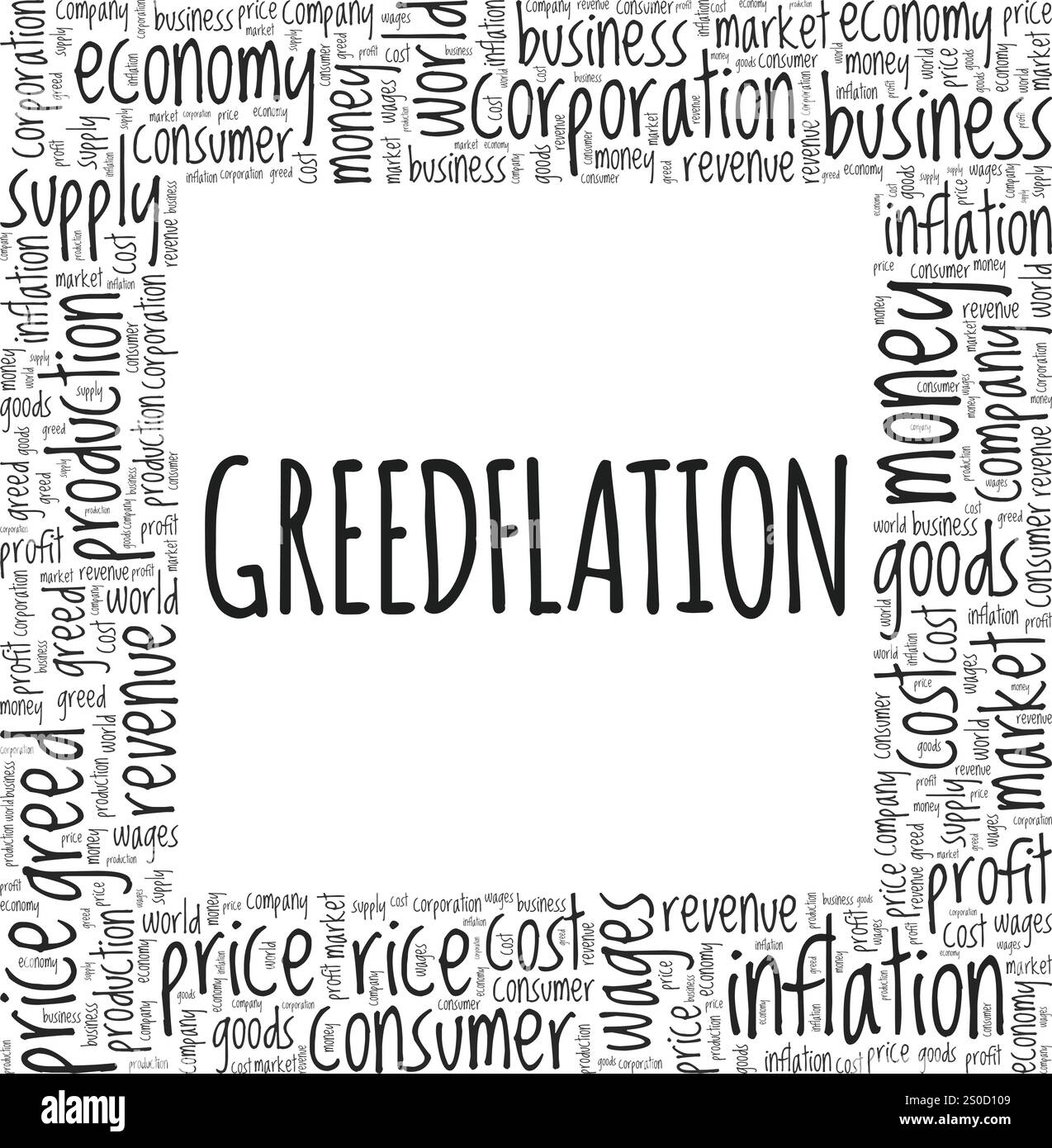 Greedflation word cloud conceptual design isolated on white background ...