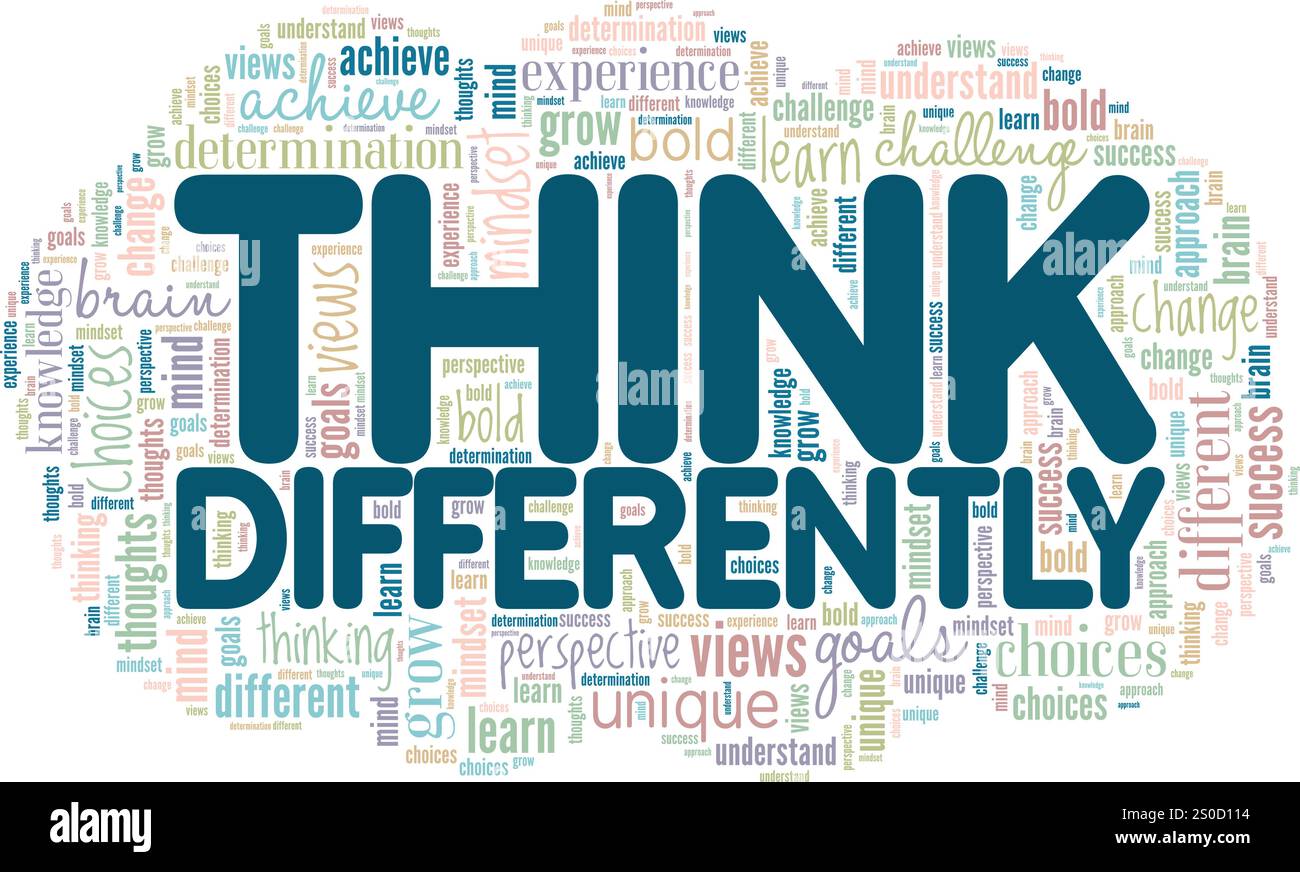 Think Differently word cloud conceptual design isolated on white ...