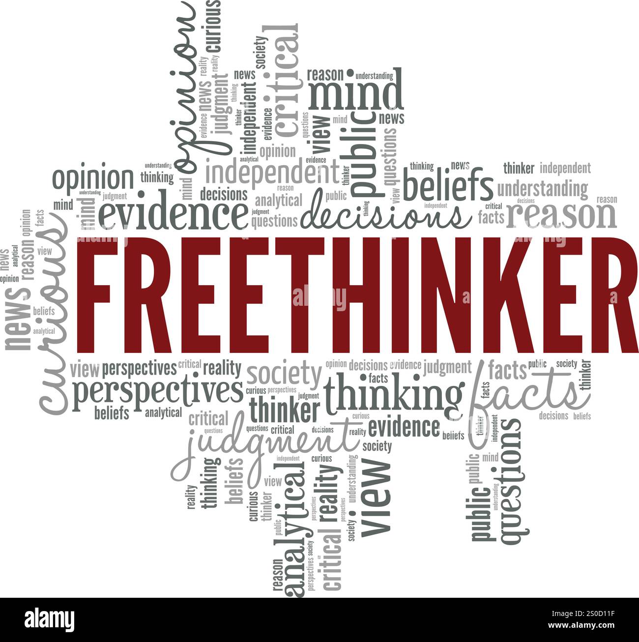 Freethinker word cloud conceptual design isolated on white background ...
