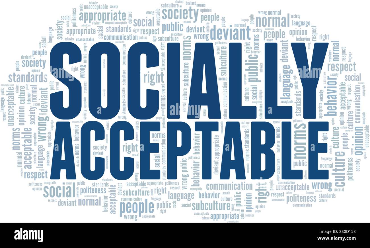 Socially Acceptable word cloud conceptual design isolated on white ...