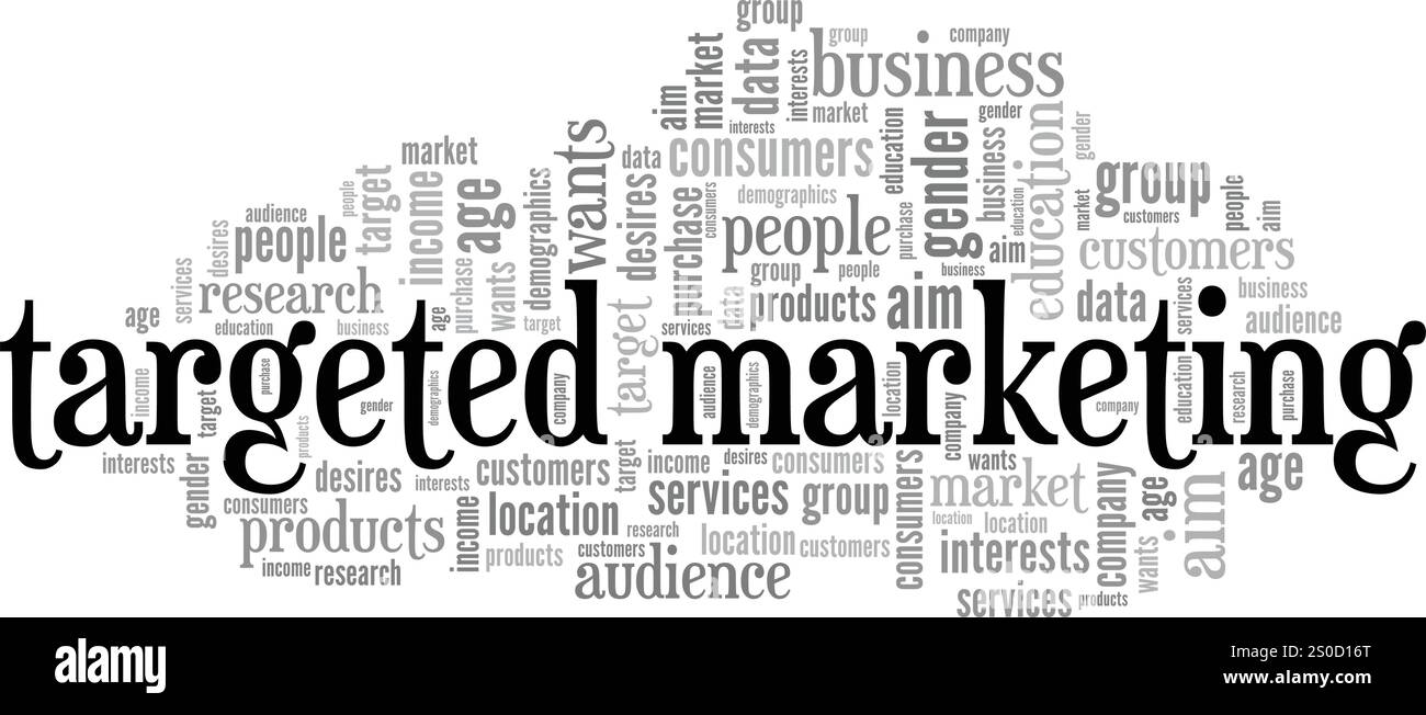 Targeted Marketing word cloud conceptual design isolated on white ...