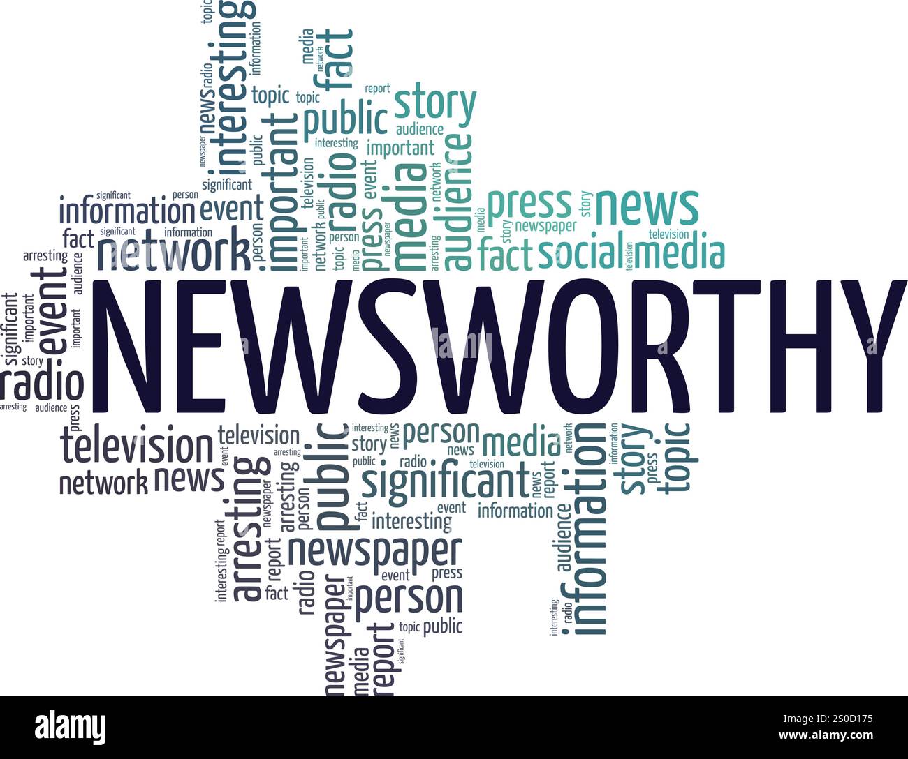 Newsworthy word cloud conceptual design isolated on white background ...