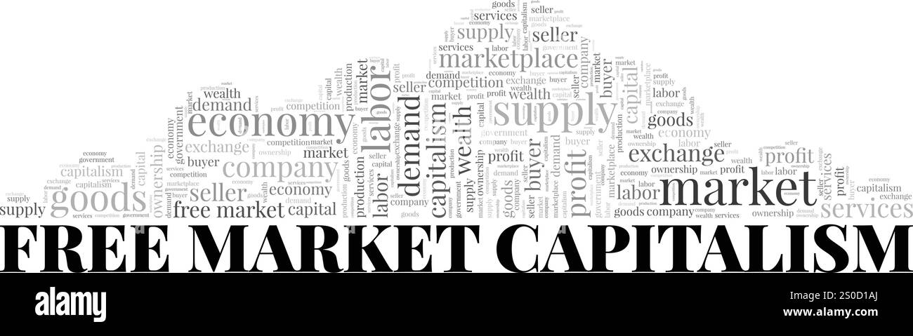 Free Market Capitalism word cloud conceptual design isolated on white ...