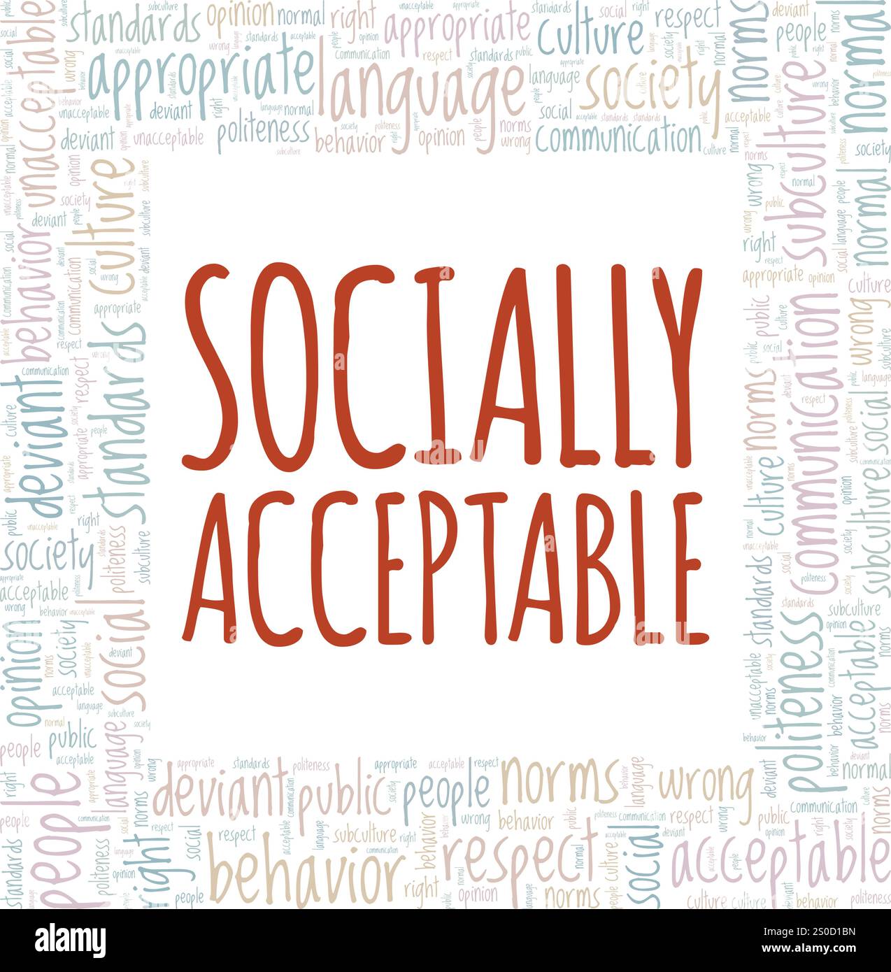Socially Acceptable word cloud conceptual design isolated on white ...