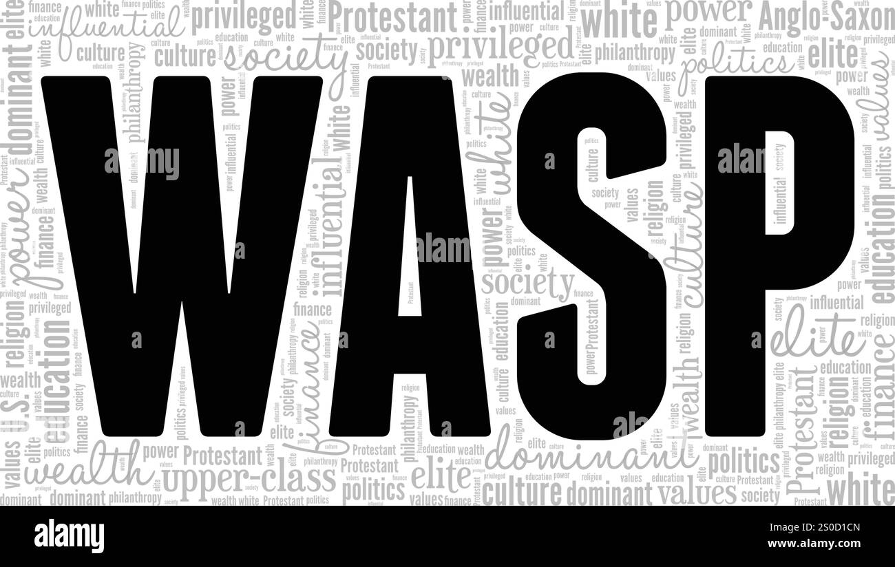 White Anglo-Saxon Protestant WASP word cloud conceptual design isolated ...