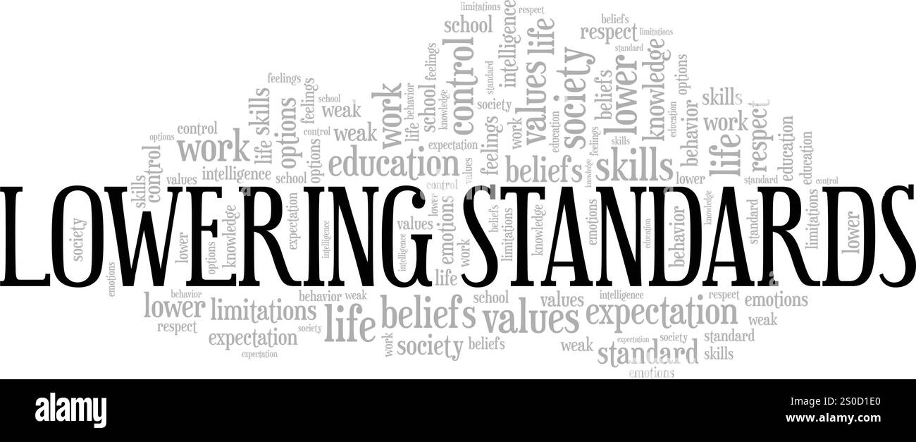 Lowering Standards word cloud conceptual design isolated on white ...