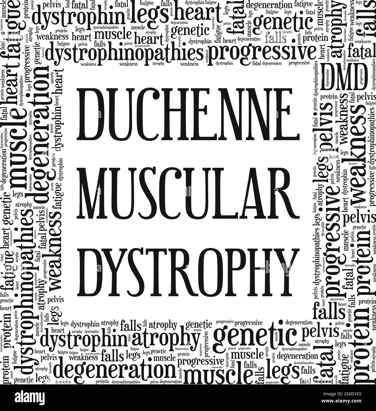 DMD Duchenne Muscular Dystrophy word cloud conceptual design isolated ...