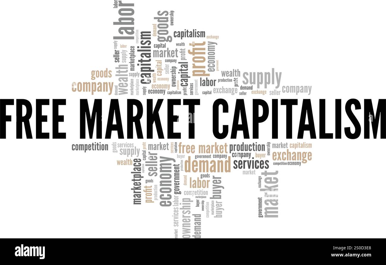 Free Market Capitalism word cloud conceptual design isolated on white ...