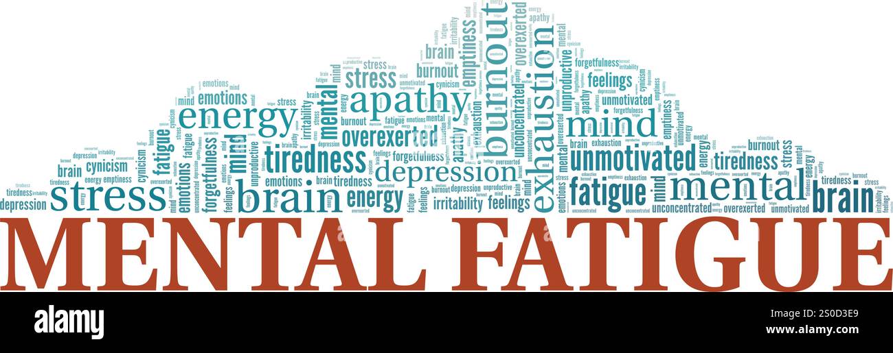 Mental Fatigue word cloud conceptual design isolated on white ...