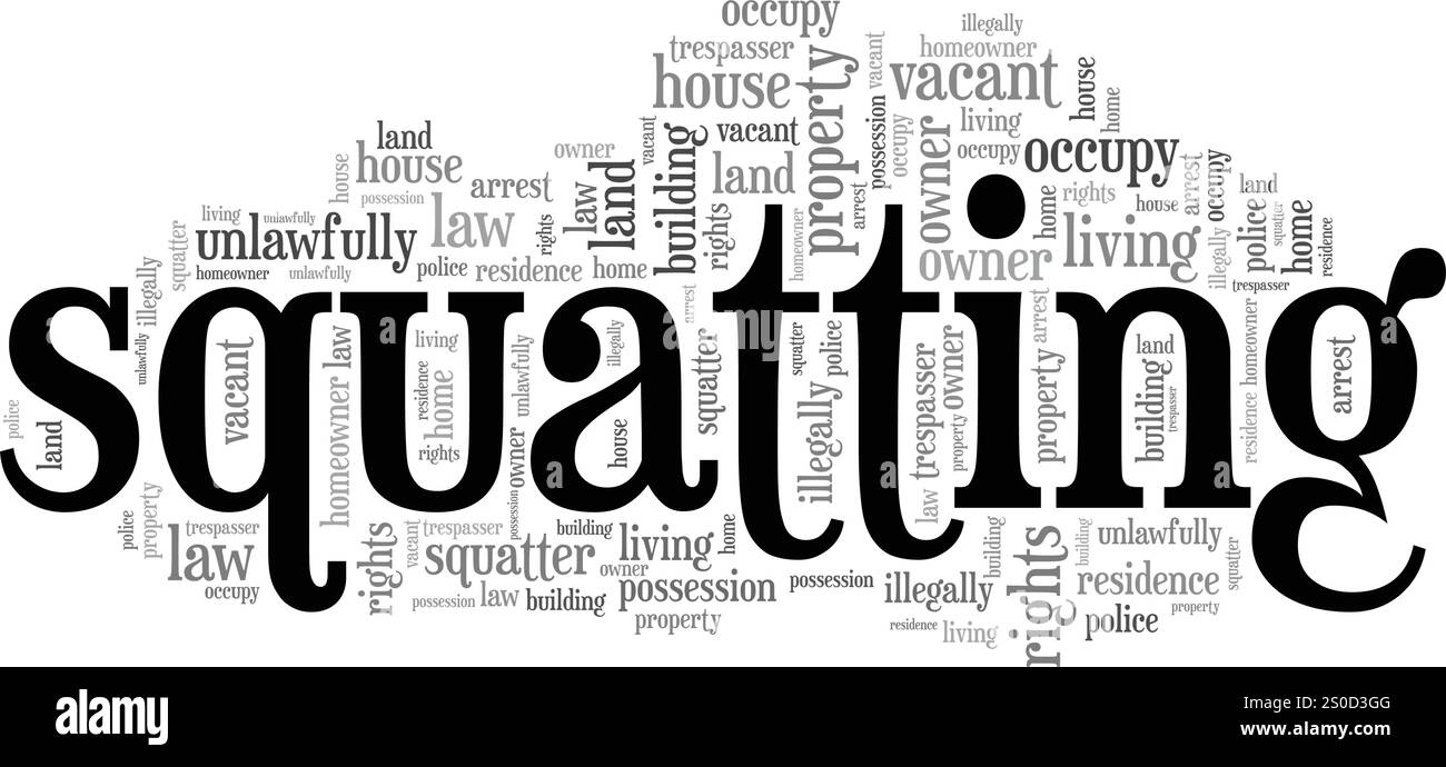 Squatting word cloud conceptual design isolated on white background ...