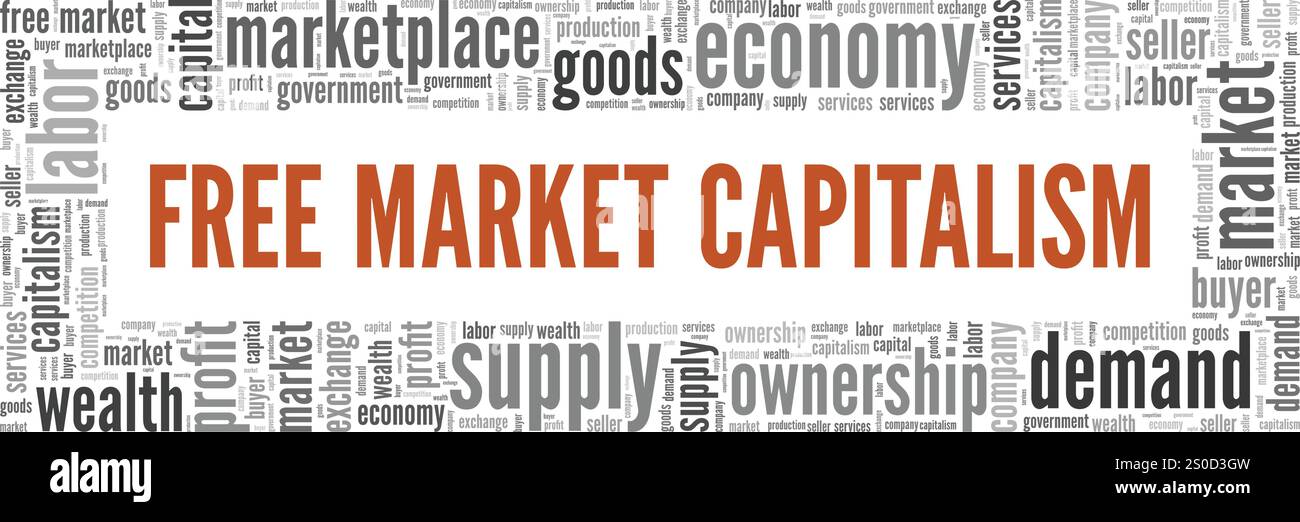 Free Market Capitalism word cloud conceptual design isolated on white ...