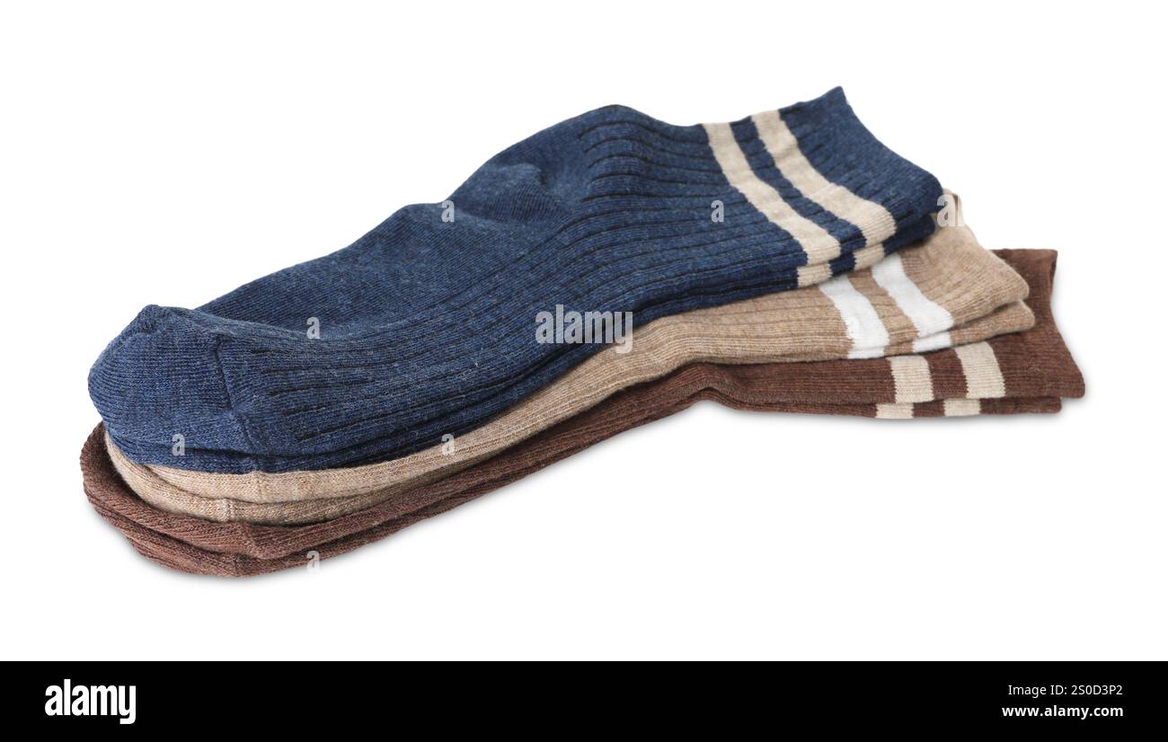 Stack of folded soft socks isolated on white Stock Photo - Alamy