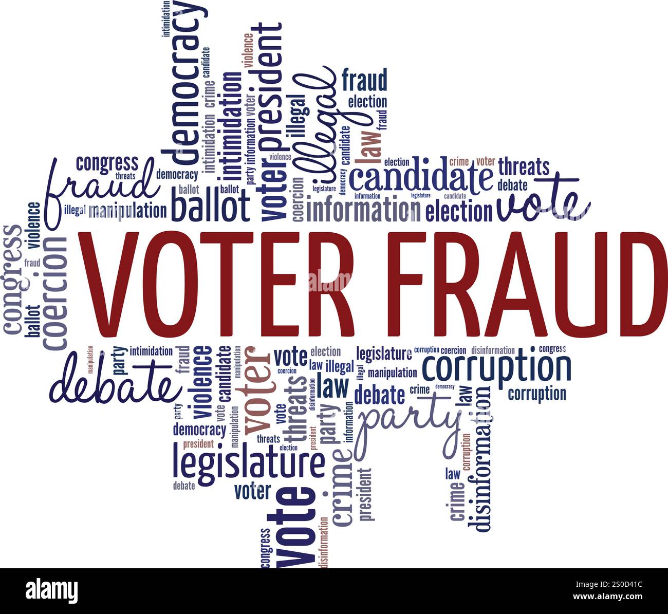 Voter Fraud word cloud conceptual design isolated on white background ...