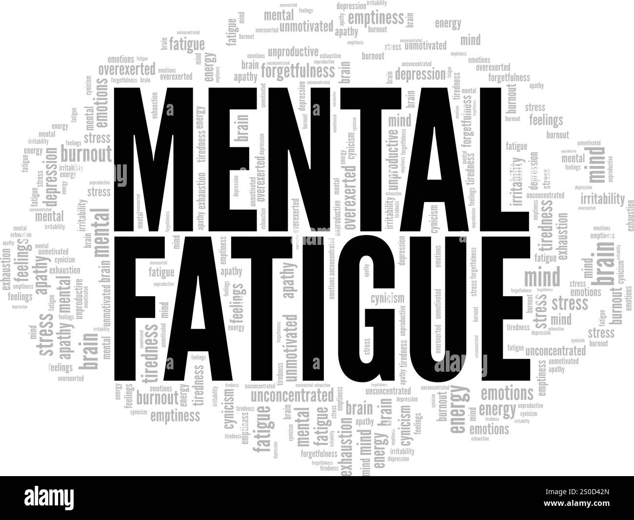 Mental Fatigue word cloud conceptual design isolated on white ...