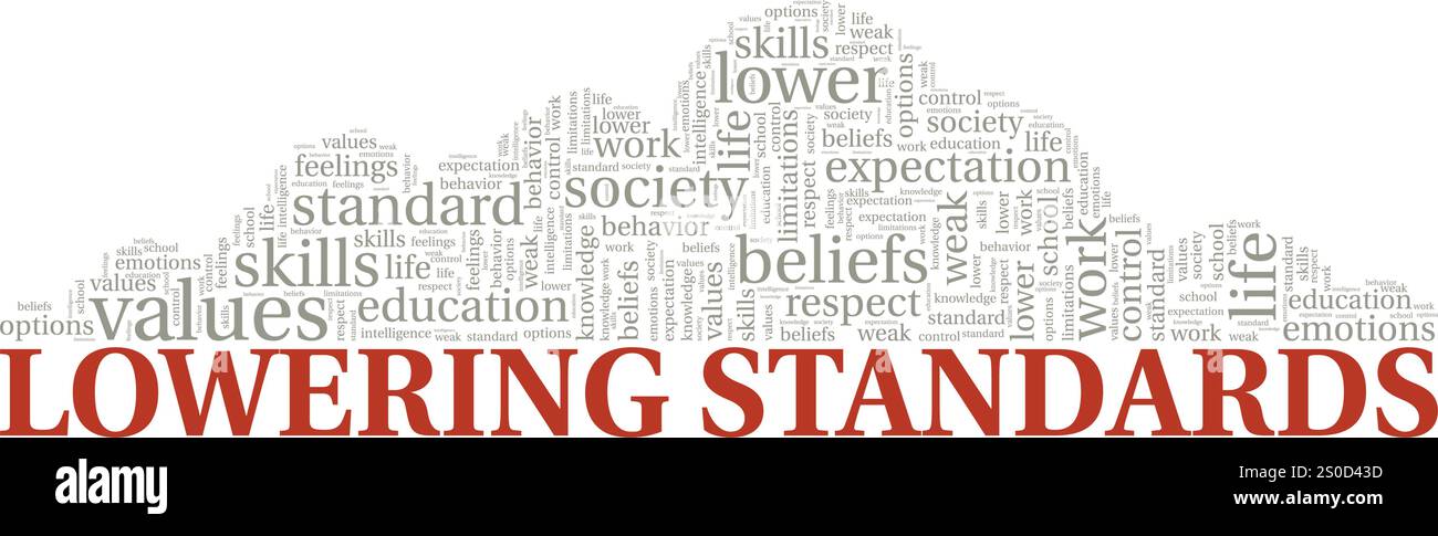Lowering Standards word cloud conceptual design isolated on white ...