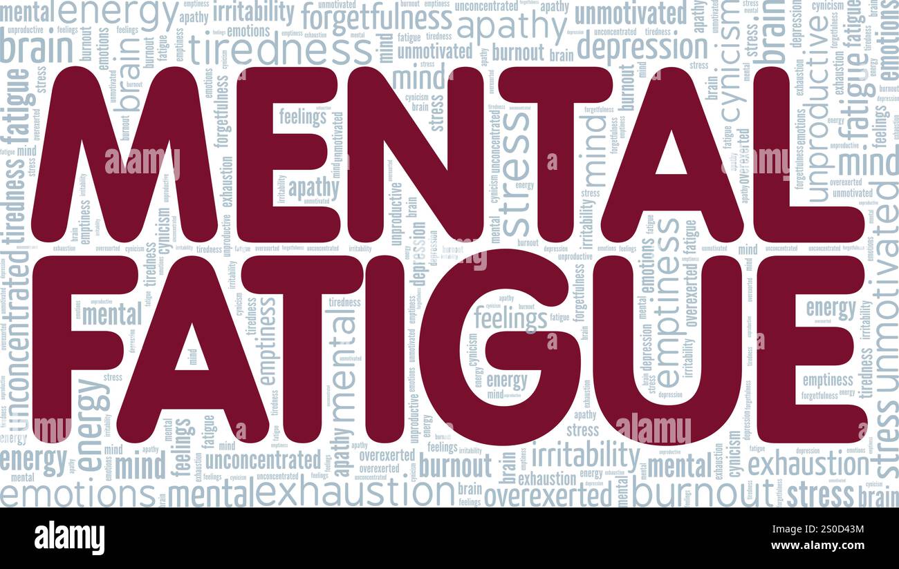 Mental Fatigue word cloud conceptual design isolated on white ...