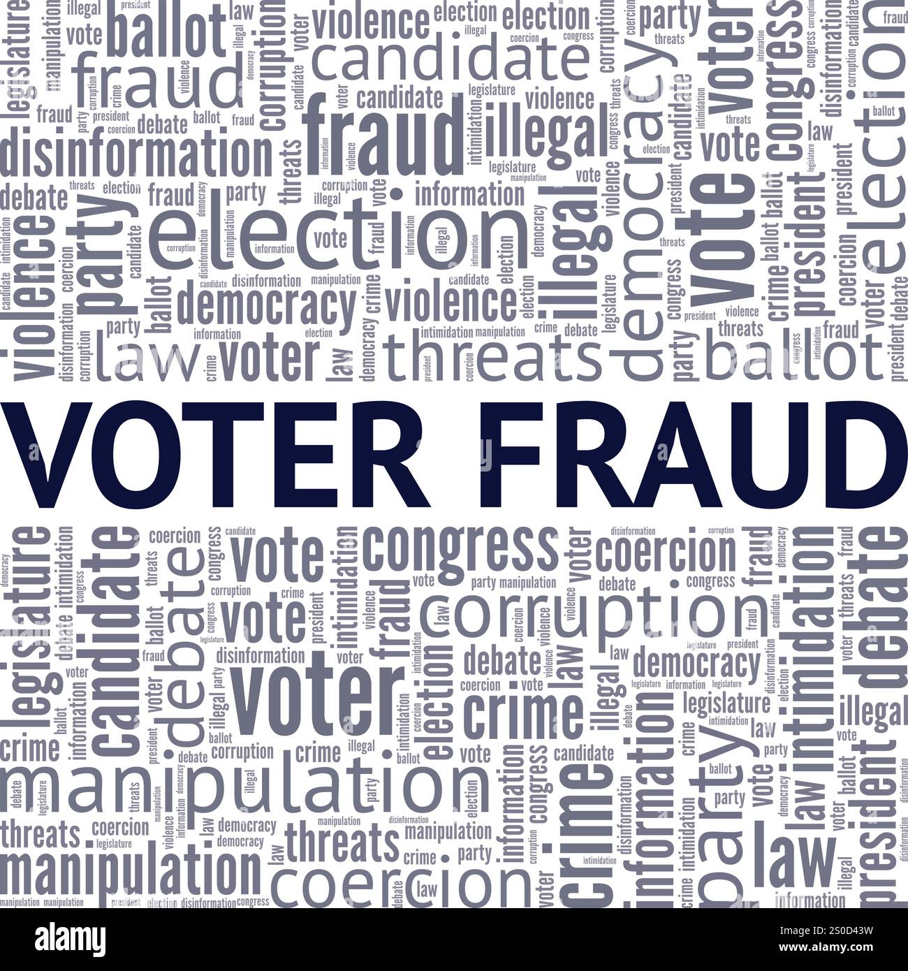 Voter Fraud word cloud conceptual design isolated on white background ...