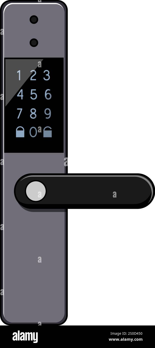 security facial recognition lock cartoon. authentication privacy ...